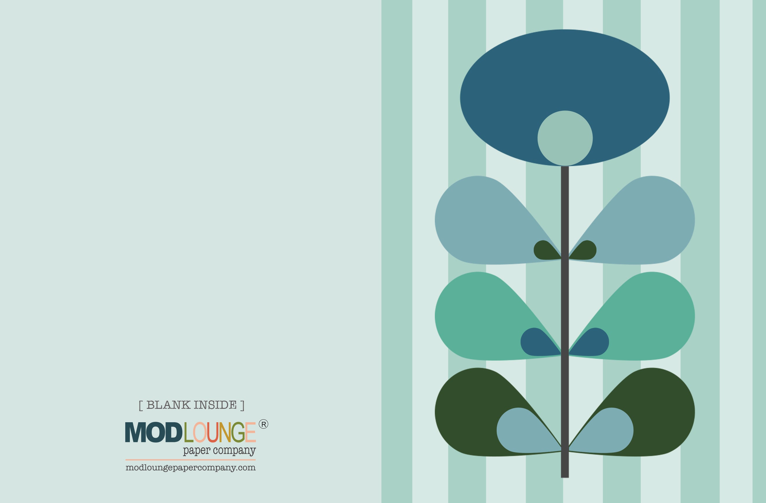 Mid Century Modern Blue Flower Note Card – Mod Lounge Paper Company