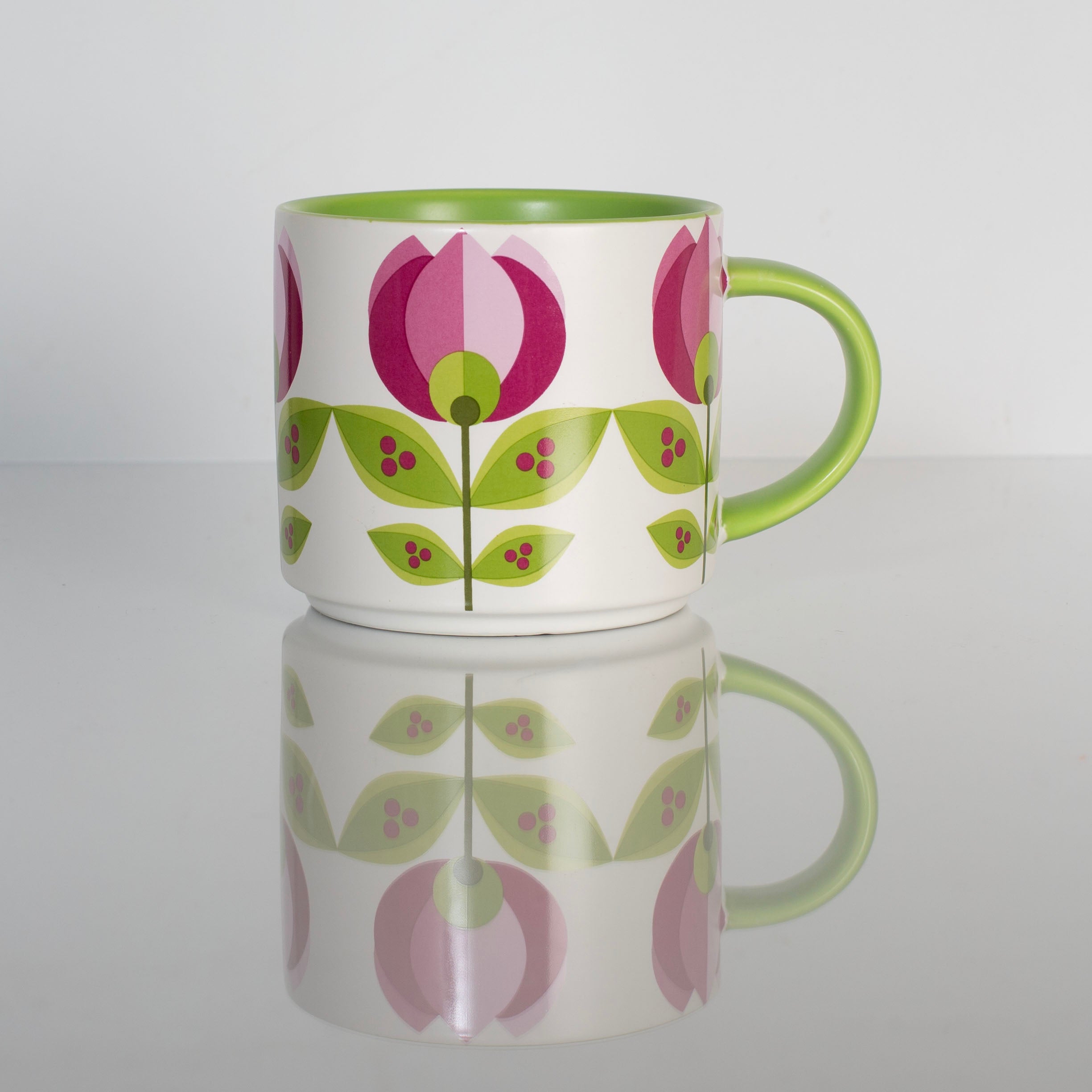 Mid Century Modern Red Lotus Matte Stackable 15oz Coffee Mug – Mod ...