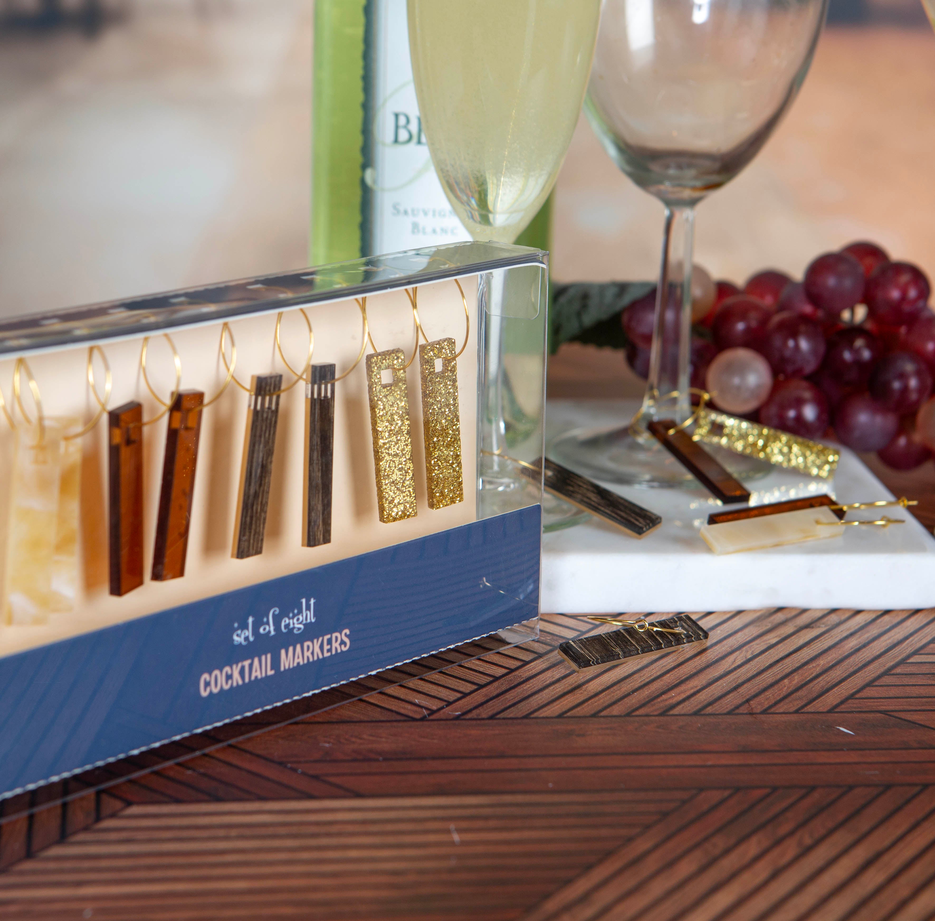 Brown Acrylic Cocktail Markers | Mid Century Modern Bar | Wine Charms ...