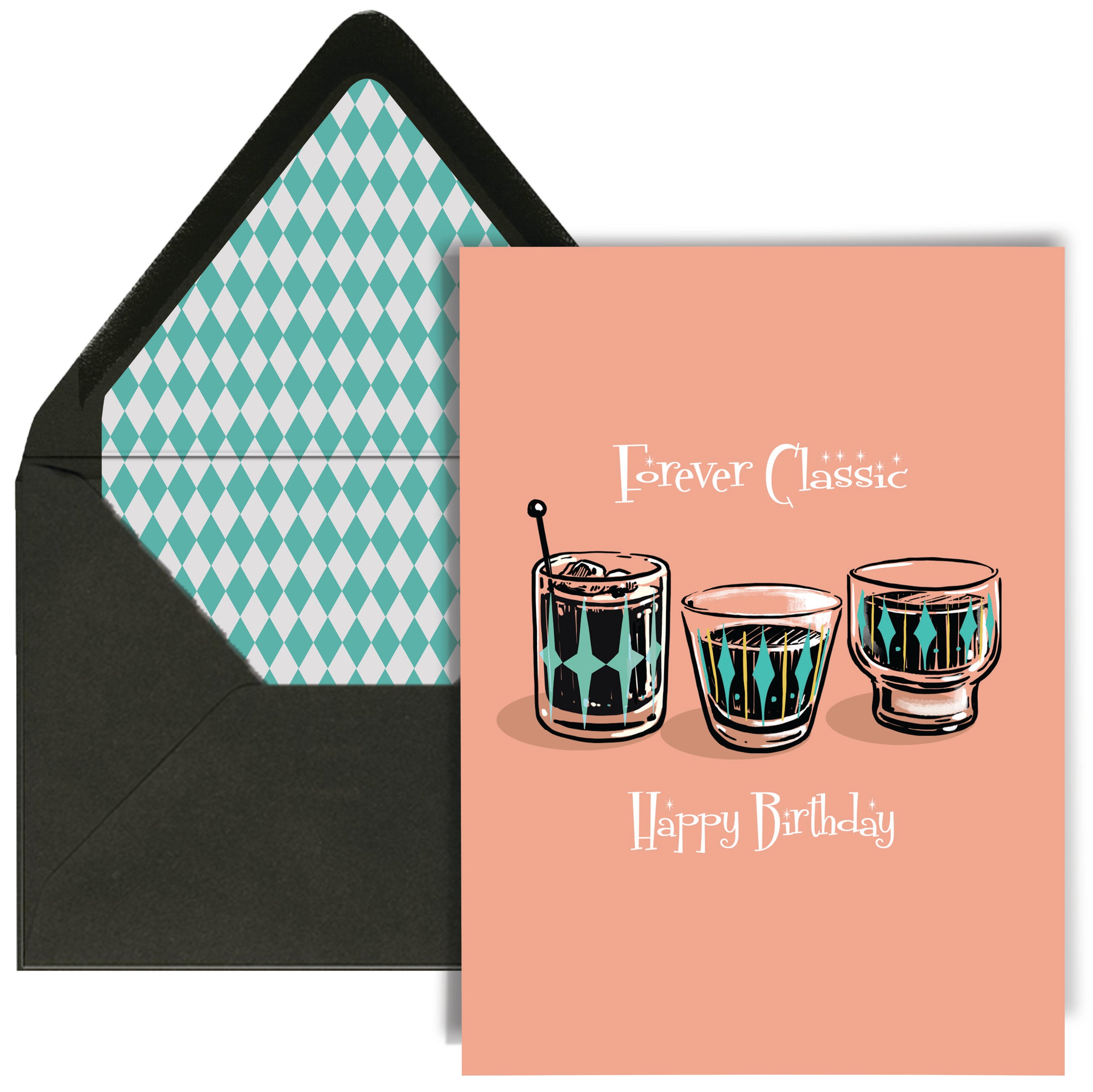 Forever Classic Vintage Cocktails Retro Happy Birthday Card – Mod ...