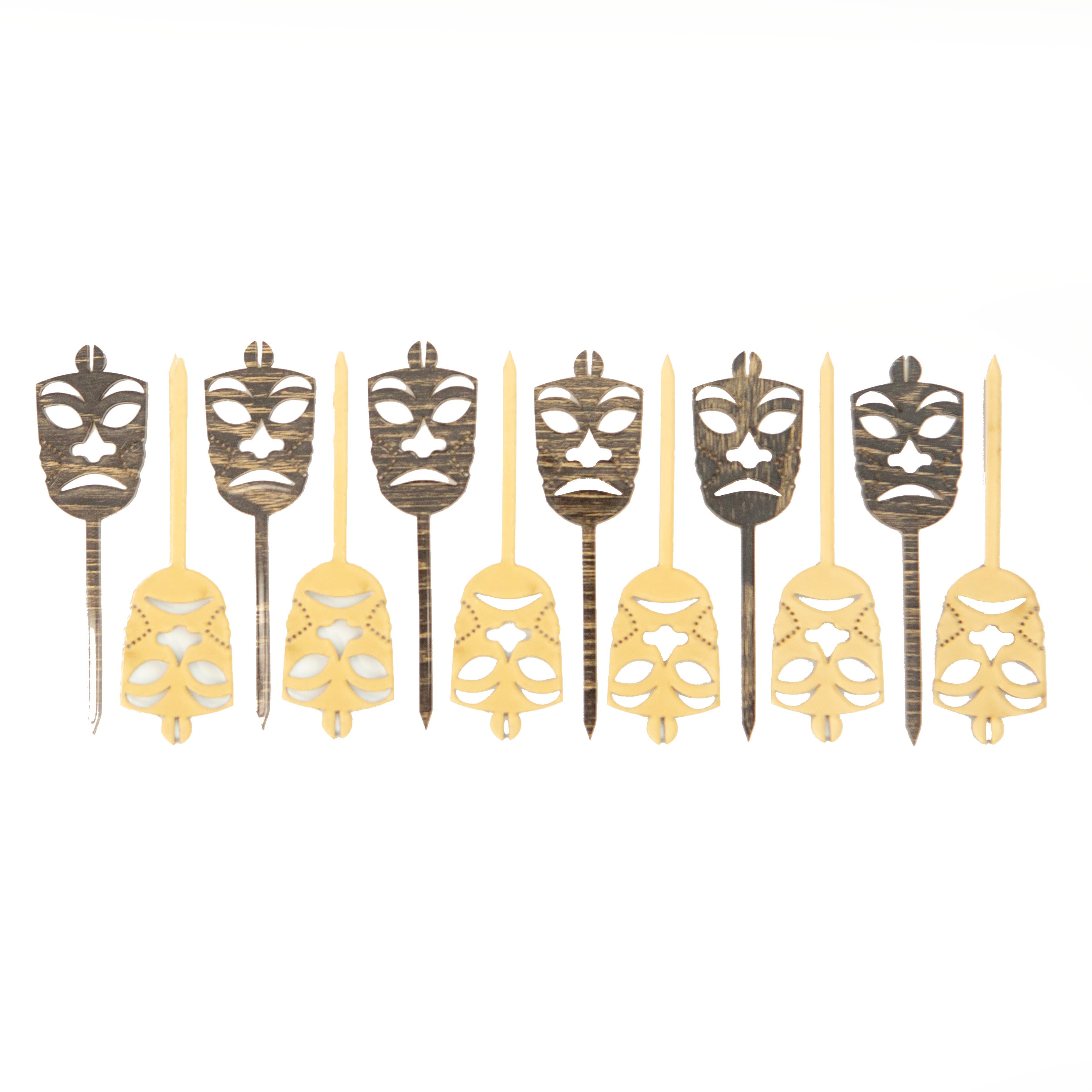 Tiki Mask Acrylic Cocktail Pick Set | Summer Tiki Party Decor – Mod ...