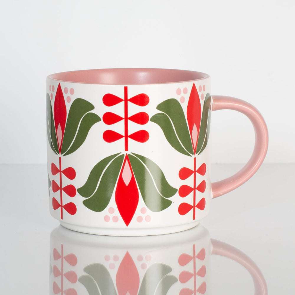 Mid Century Modern Red Lotus Matte Stackable 15oz Coffee Mug – Mod ...