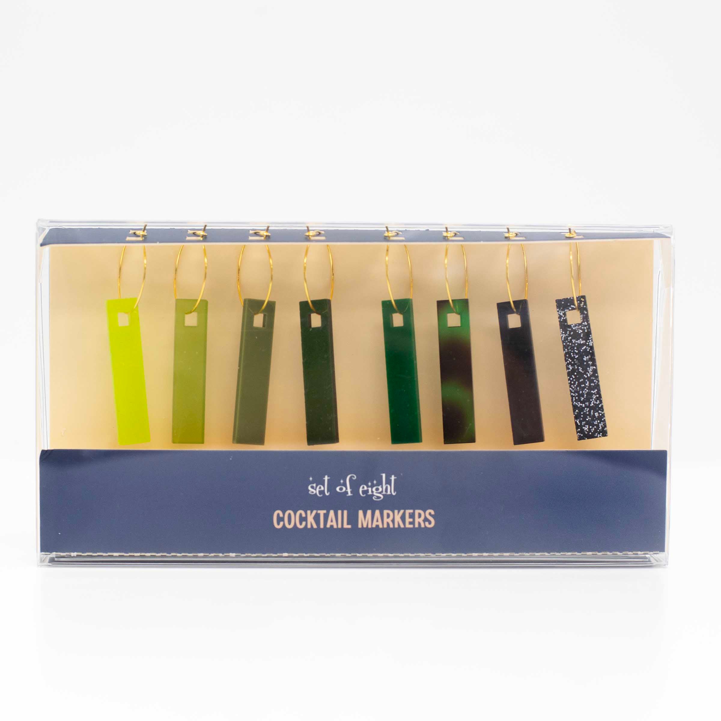 Shades of Green Rectangle Acrylic Cocktail Marker Wine Charm – Mod ...