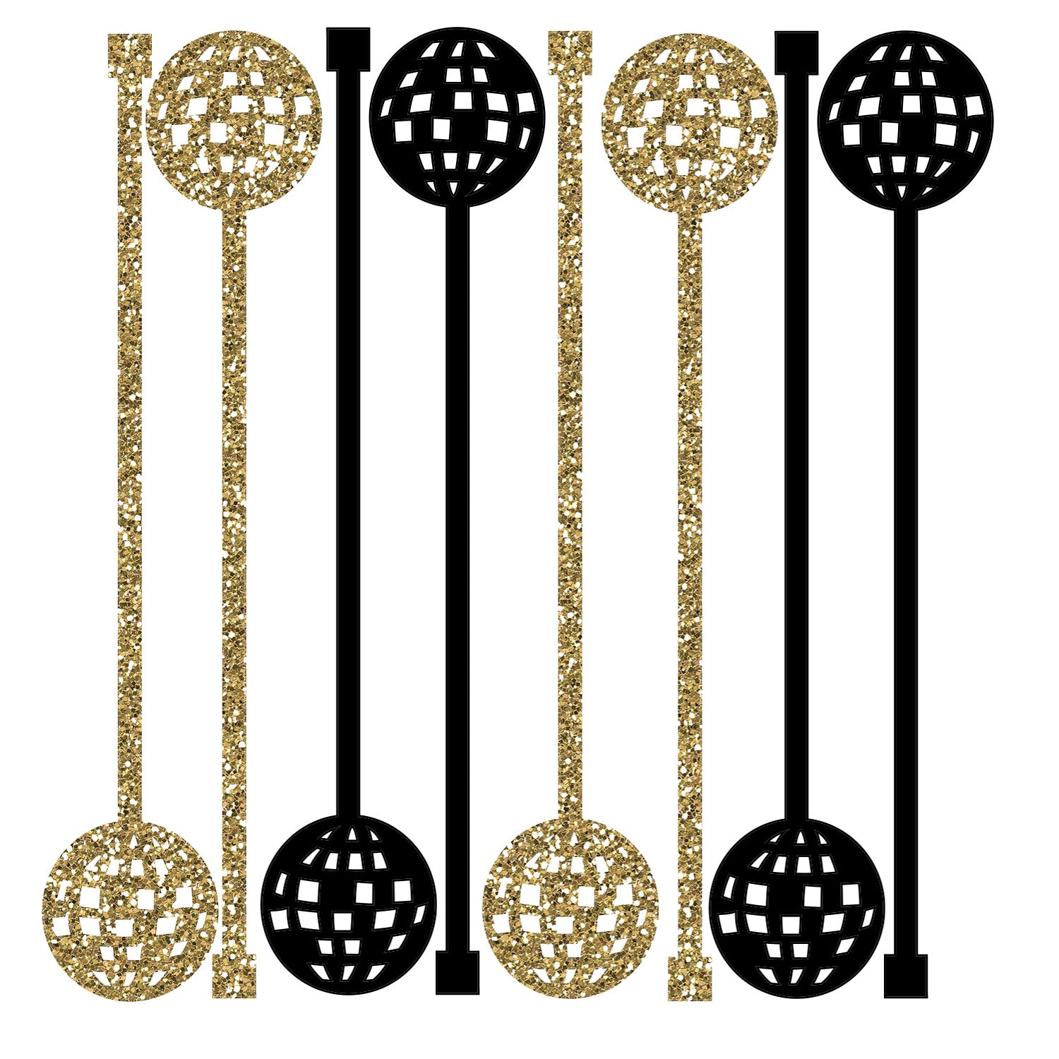Disco Ball Glitter Beverage Mixing Swizzle Stix | 70's Party Decor ...