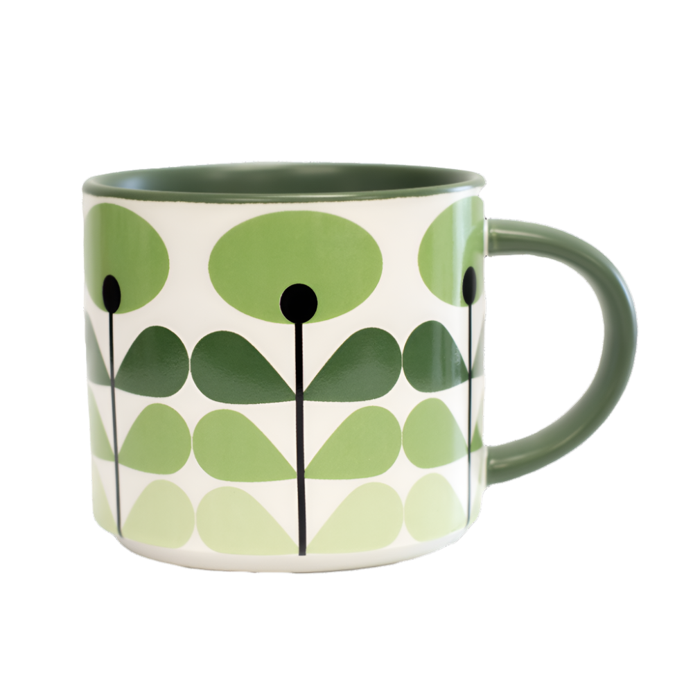 Green Flower Mid Century Modern Stackable Matte Coffee Tea Mug – Mod ...