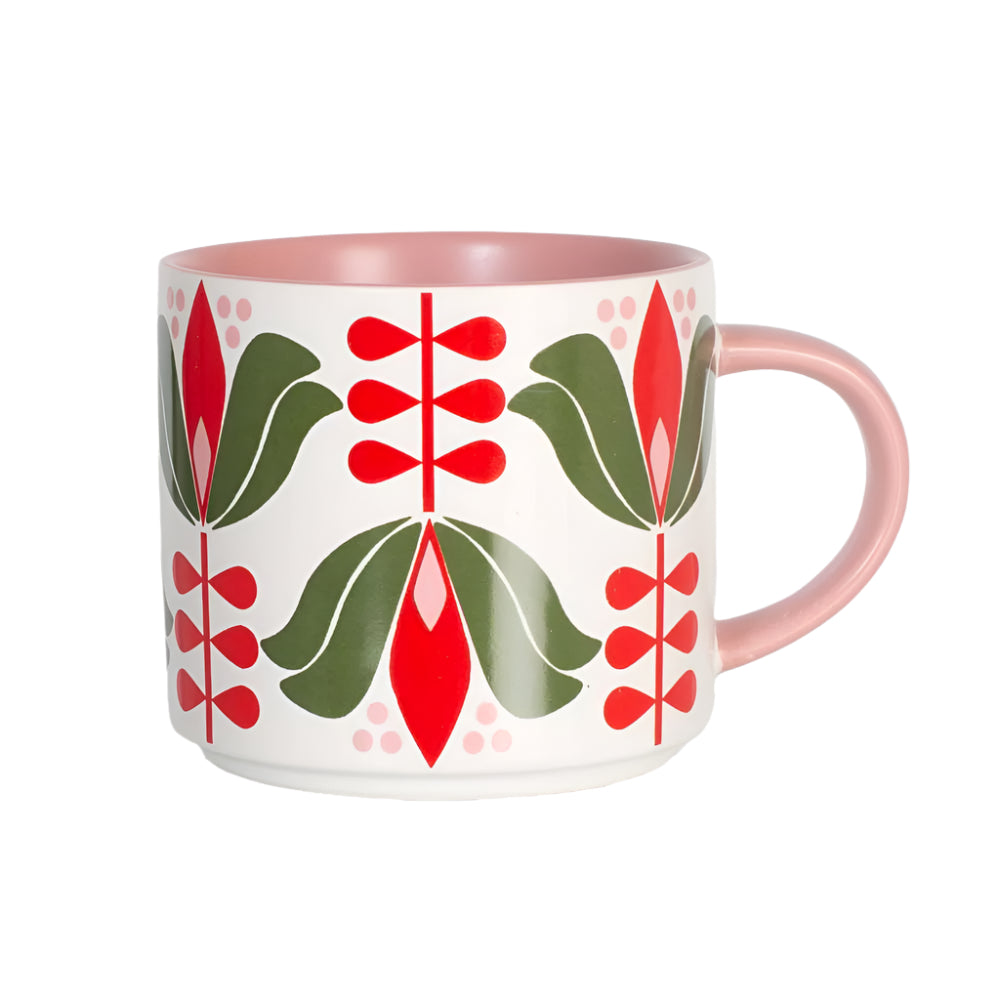 Mid Century Modern Red Lotus Matte Stackable 15oz Coffee Mug – Mod ...