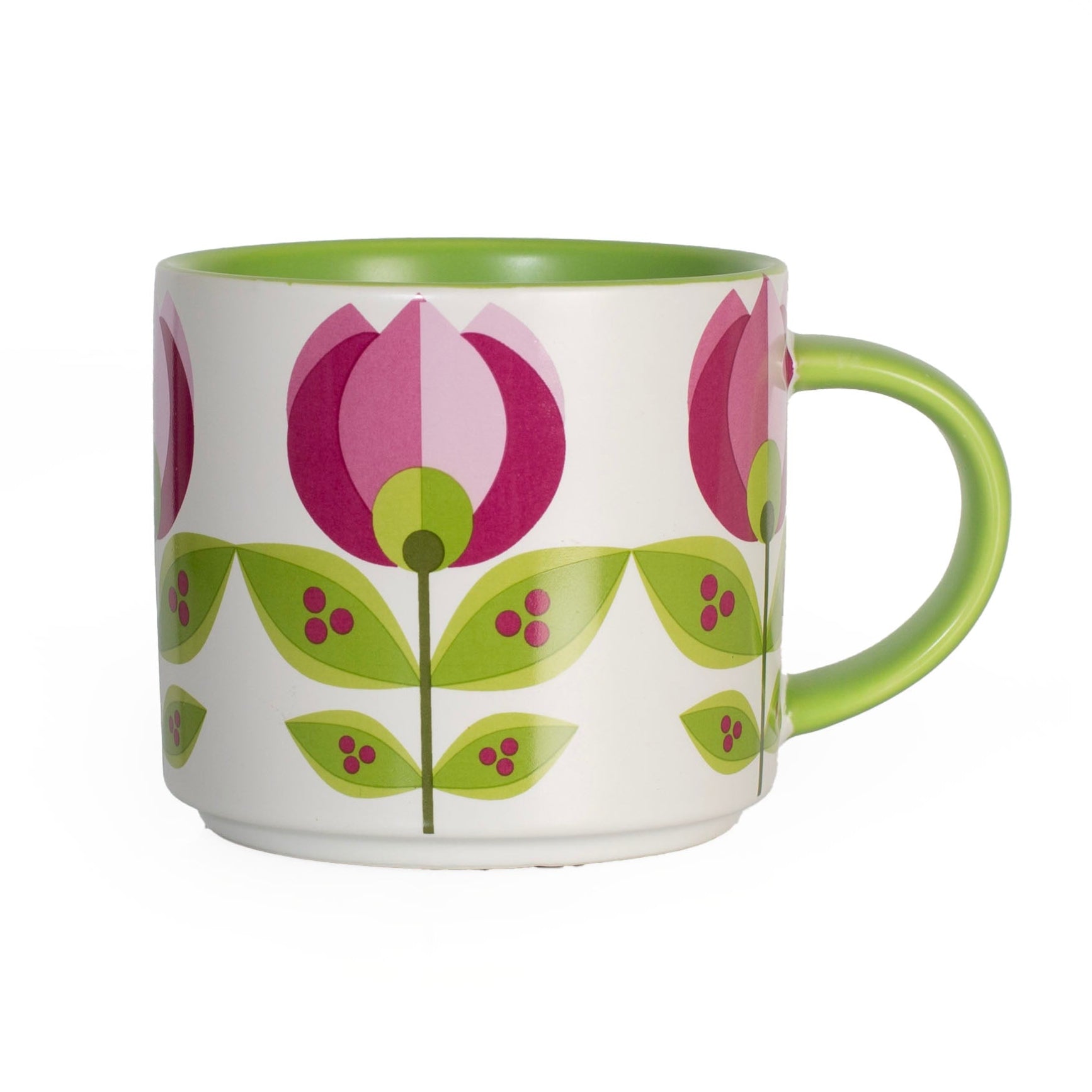 Mid Century Modern Red Lotus Matte Stackable 15oz Coffee Mug – Mod ...