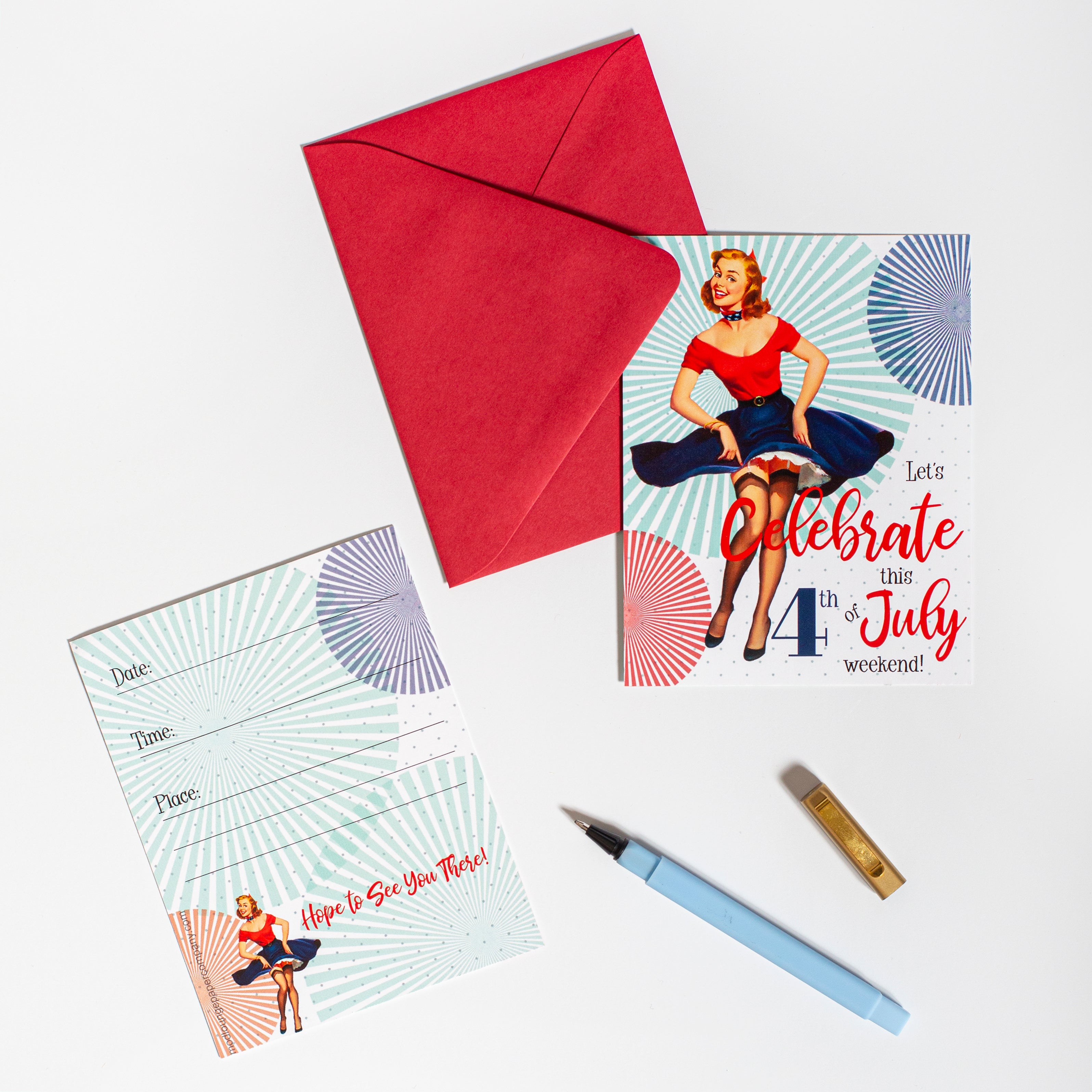 Pinup 4th of July Invitation A2 - Set of 10 – Mod Lounge Paper Company