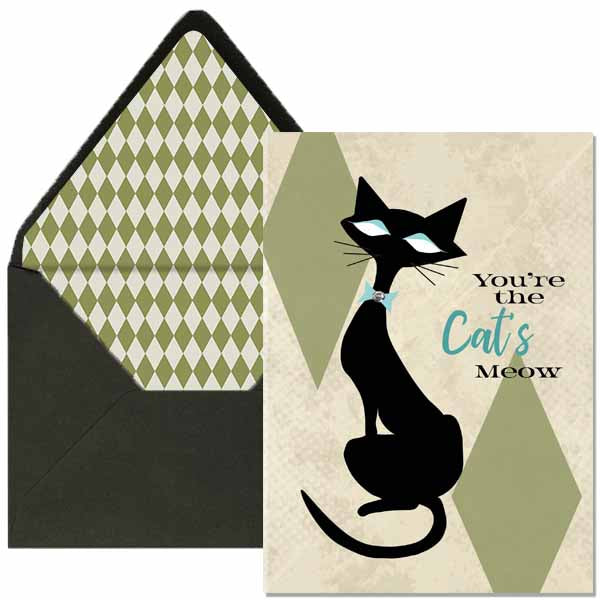 Mid Century Modern Cat Greeting Card – Mod Lounge Paper Company