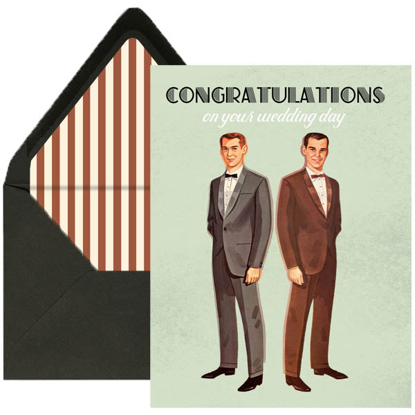 Vintage Male Grooms Gay Mr and Mr Wedding Card – Mod Lounge Paper Company