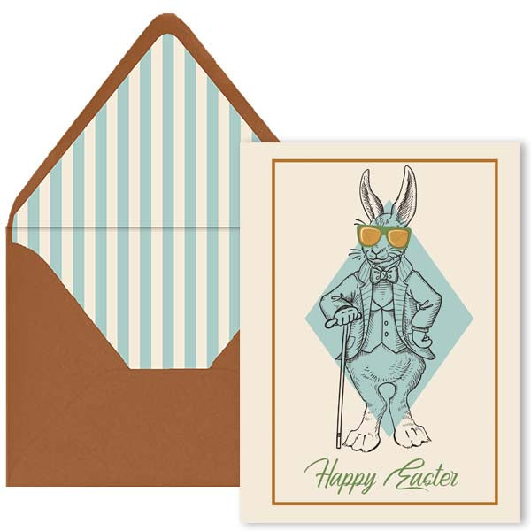 Hipster Bunny Easter Greeting Card – Mod Lounge Paper Company